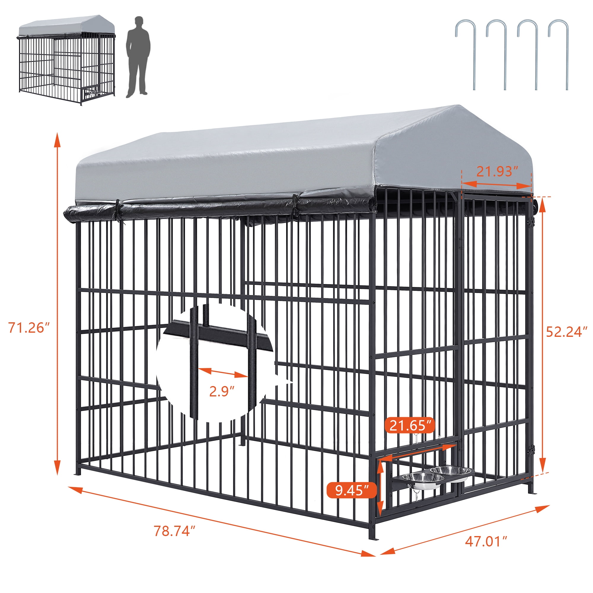 Large Dog Kennel Outdoor Pet Pens Dogs Run Enclosure Animal Hutch Metal ...