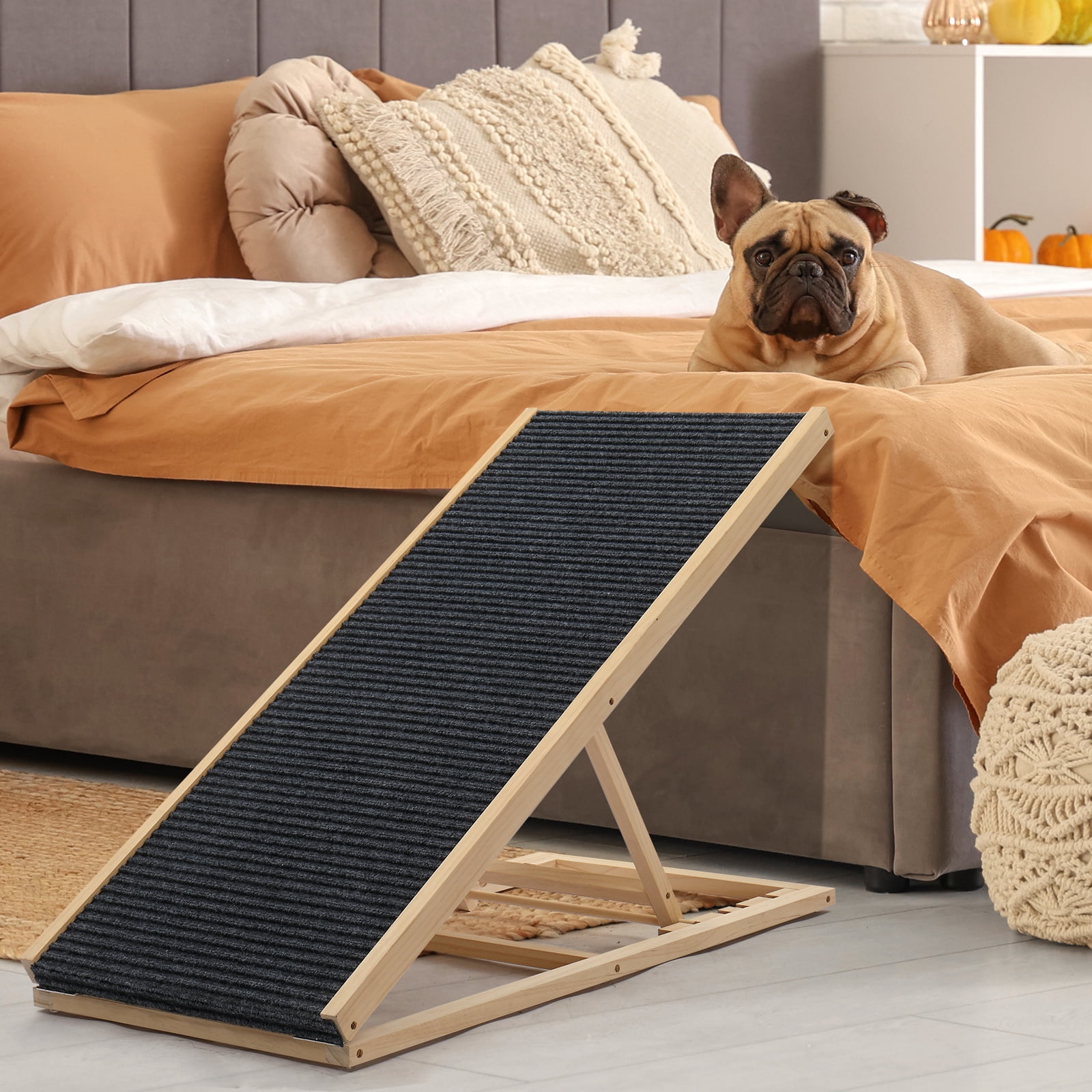 Large Dog Pet Ramp Stairs - Adjustable Height Foldable Ramp for Beds ...
