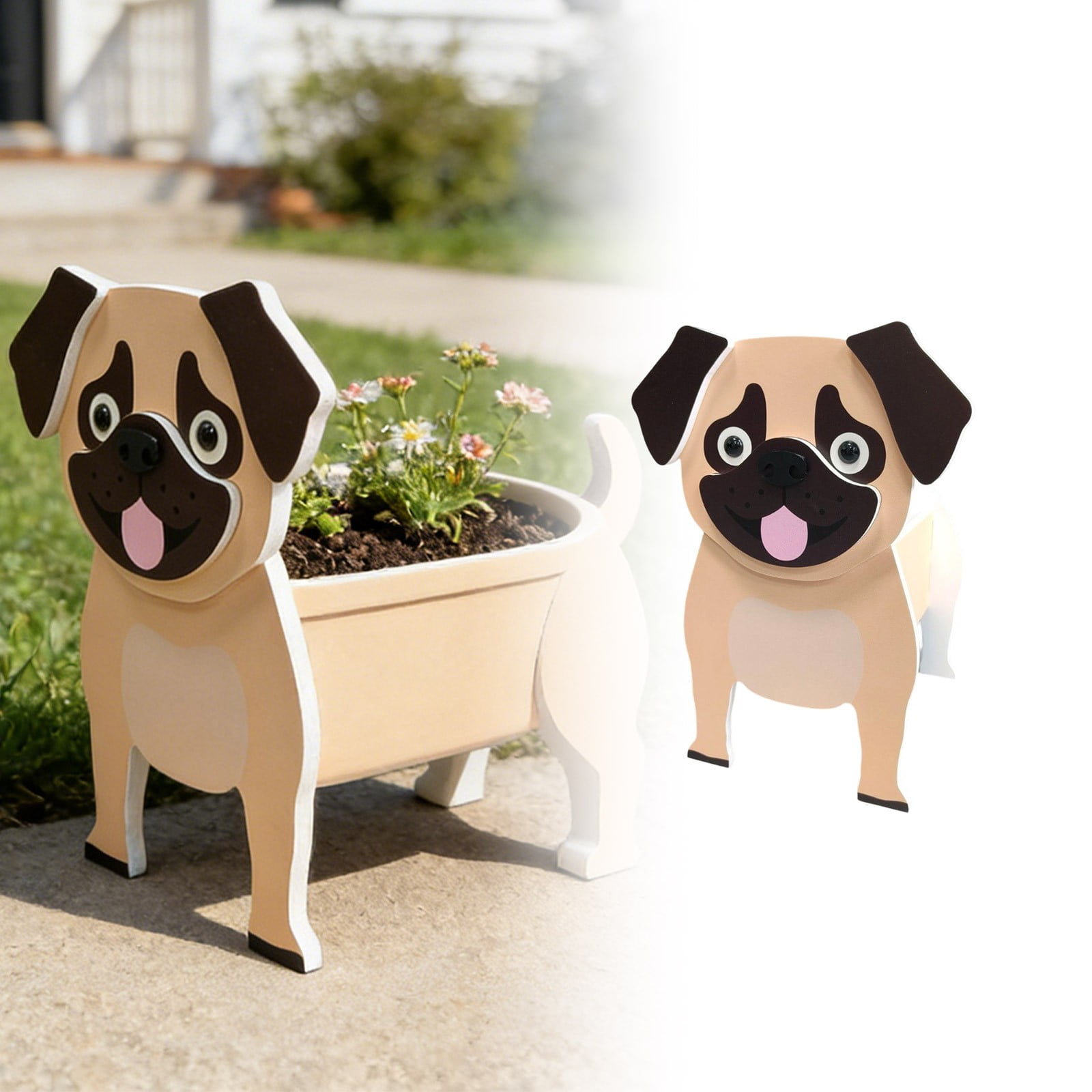 Large Dog Planter, Cute Animal Flower Pot, Drainage Hole Indoor Outdoor ...
