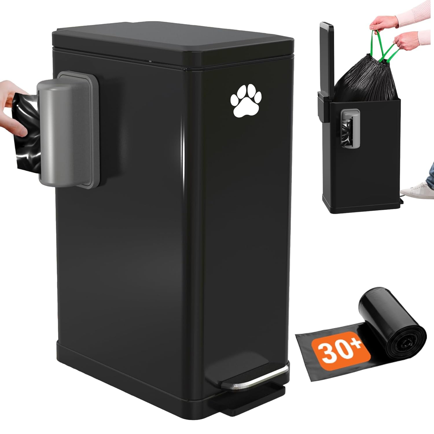Large Dog Poop Trash Can Outside, 3.2 Gal Metal Dog Waste Trash Can ...