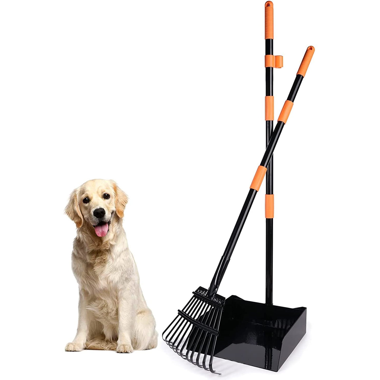Large Dog Pooper Scooper Set Extra Metal Pet Poop Tray & Rake with ...
