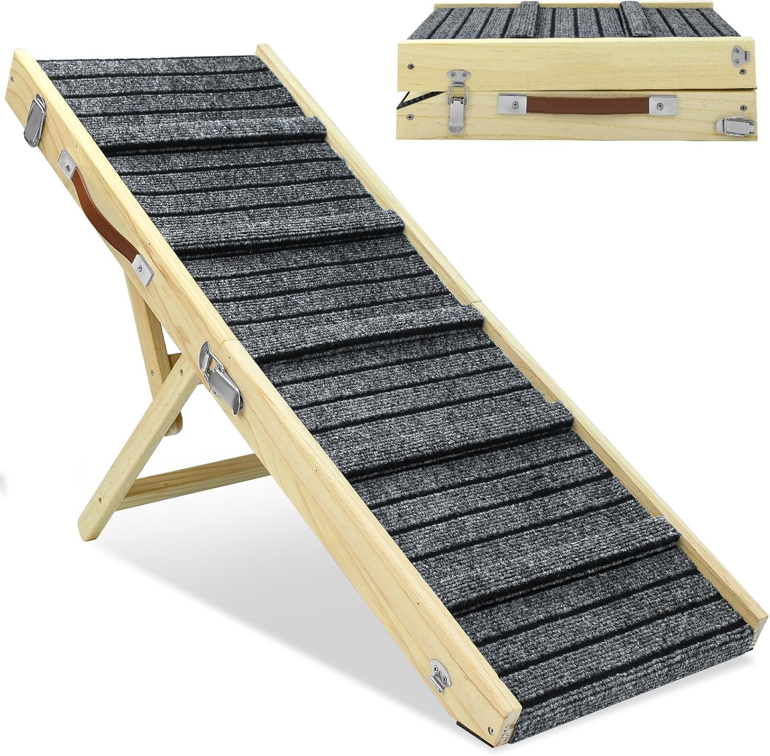 Large Dog Ramp, 47.2" Long and 15.8" Wide Wooden Folding Portable Pet ...