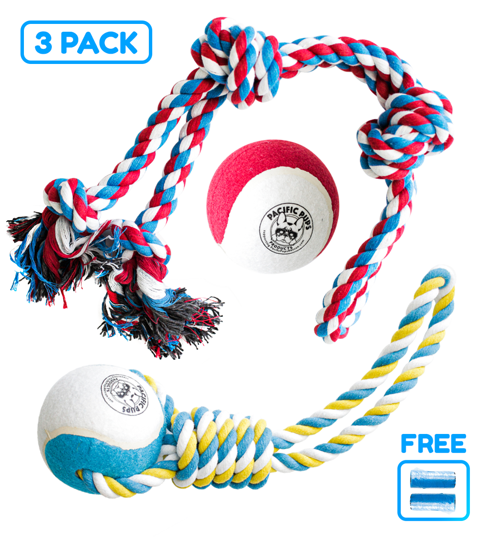 Large Dog Rope Toys for Aggressive Chewers - 3 Pack - Dog Toys for ...