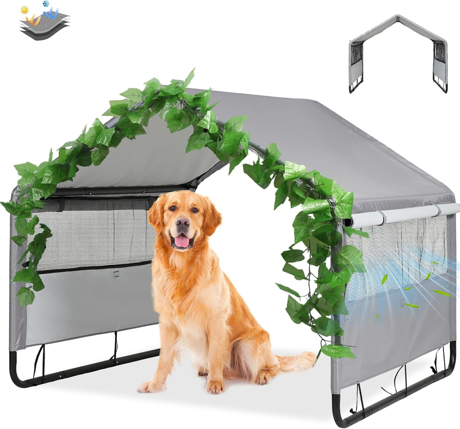 Large Dog Shade Shelter with Ventilation Outdoor Dog House for Large ...