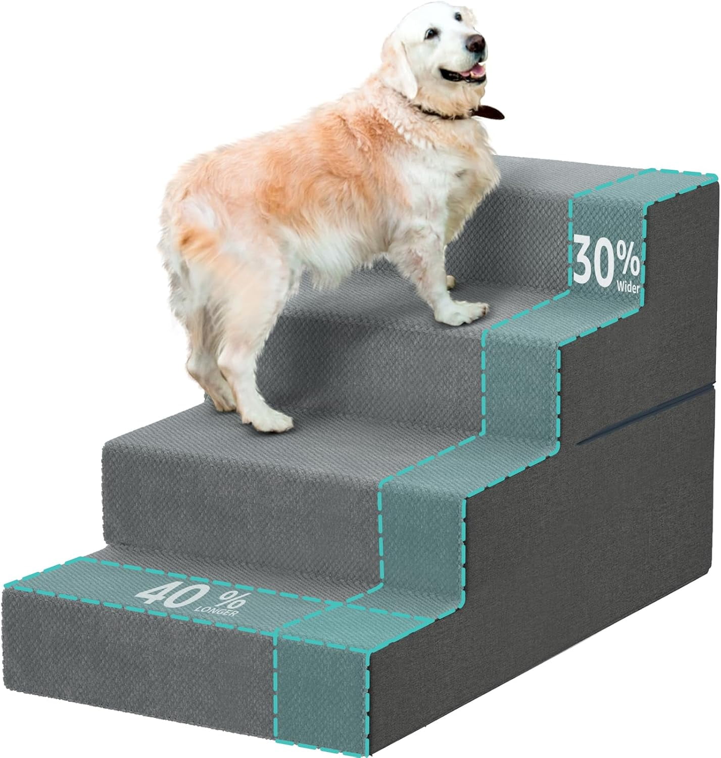 Large Dog Stairs for High Beds - 24 Inches Tall Extra Wide Pet Steps ...