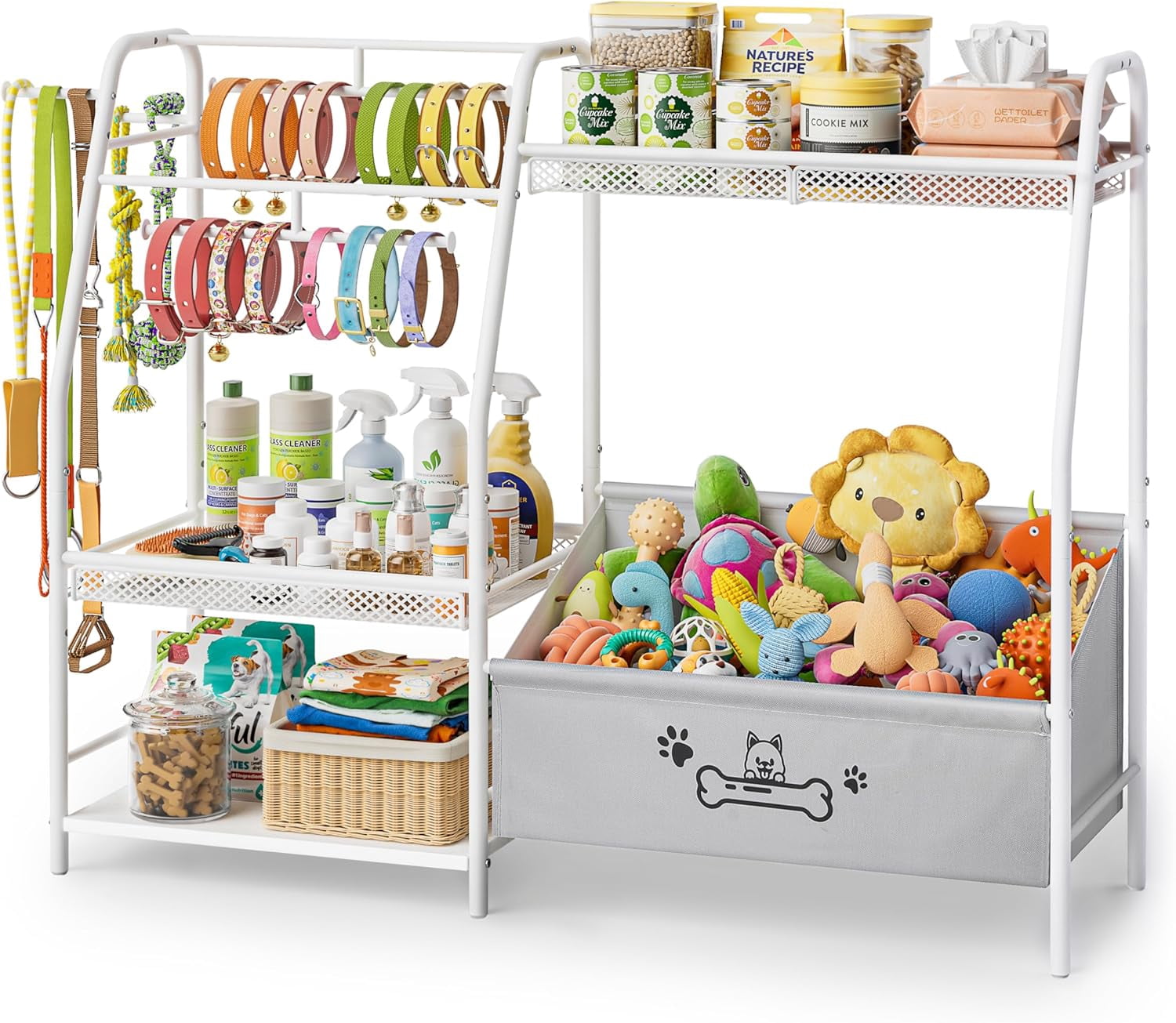 Large Dog Toy Basket with Dog Storage Organizer, Trapezoid Dog Toy Bin ...