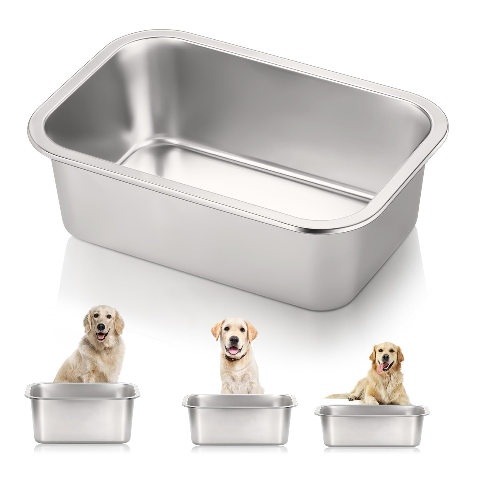 Large Dog Water Bowl, Stainless Steel Dog Food Bowl, Large Capacity ...