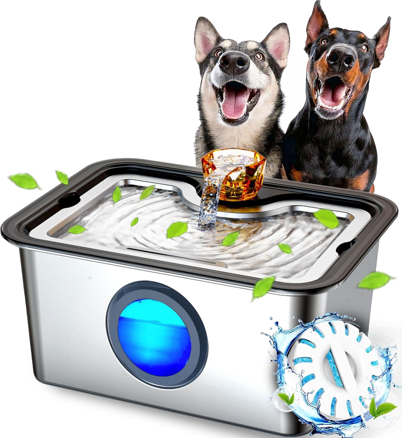 Large Dog Water Fountain SS304,3Gal Pet Drinking Dispenser with Visual ...