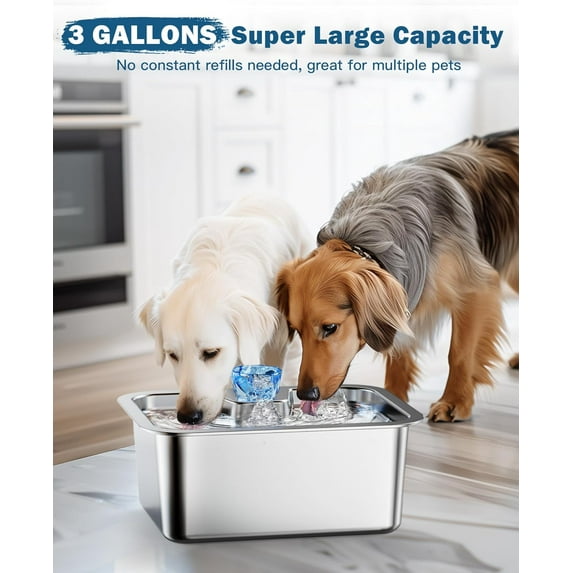 Large Dog Water Fountain Stainless Steel, 3 Gallon Extra Big Pet Water ...