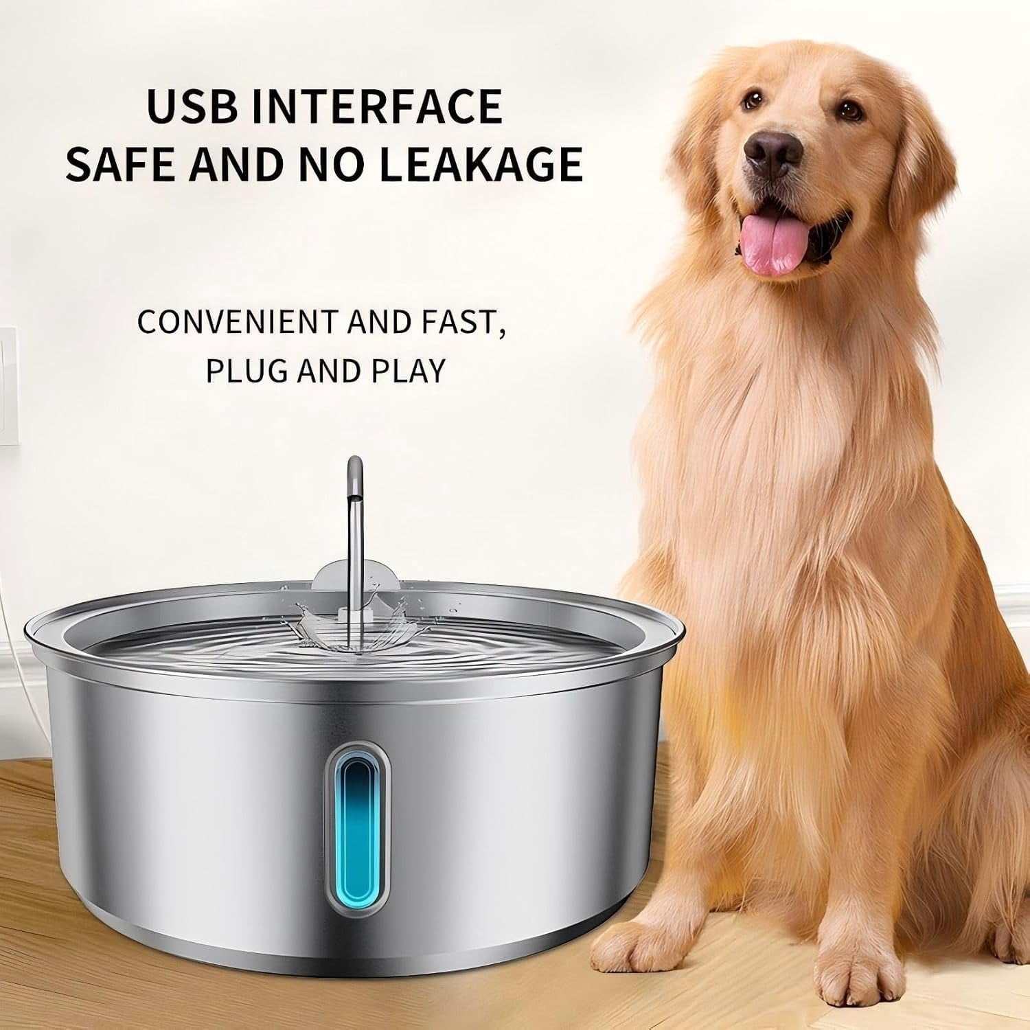 Large Dogs Water Fountain, 8L/270oz Stainless Steel Dog Water Fountain ...