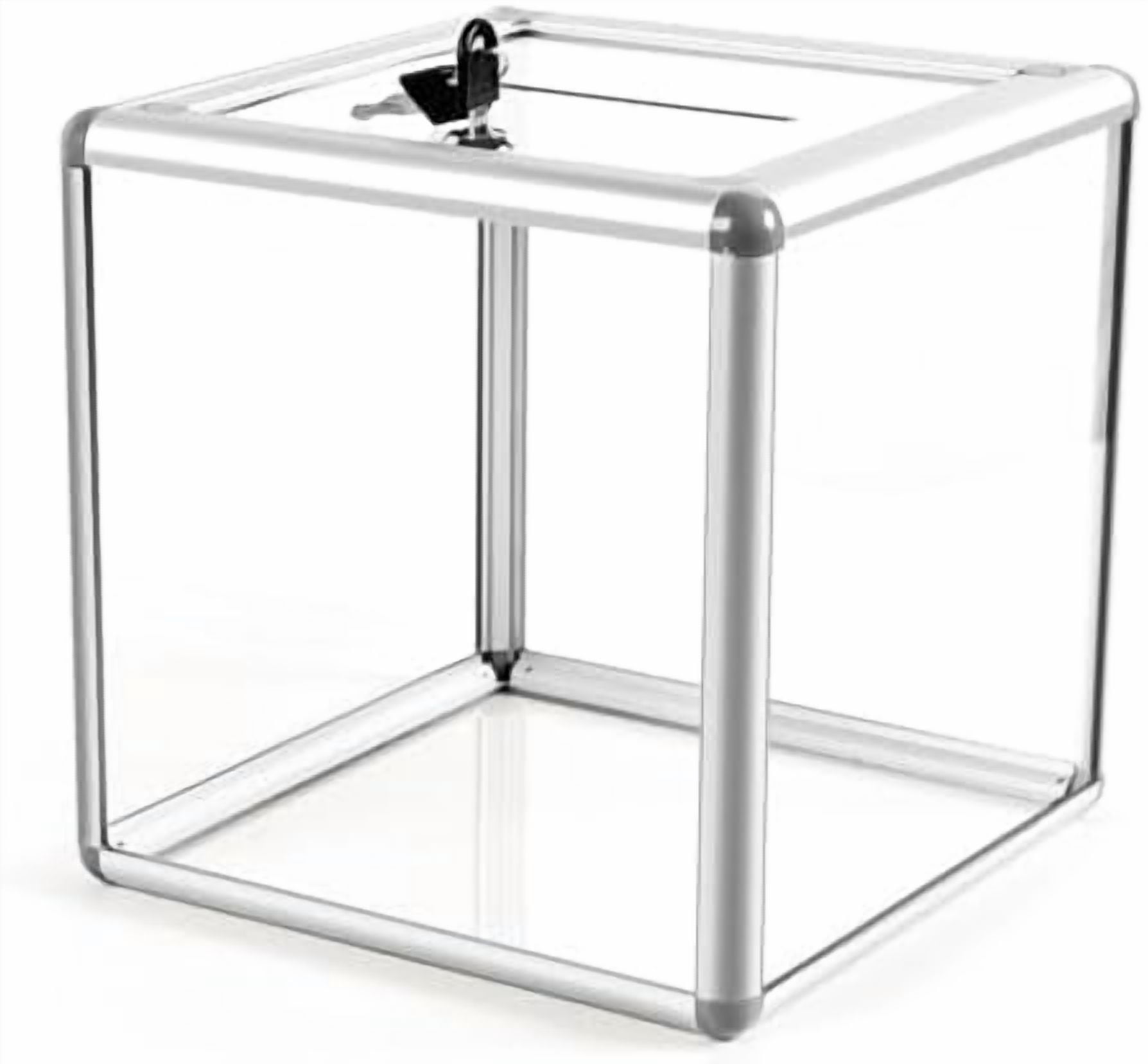 Large Donation Box with Lock, Acrylic Ballot Box with Slot 10 x 10 x 10 ...