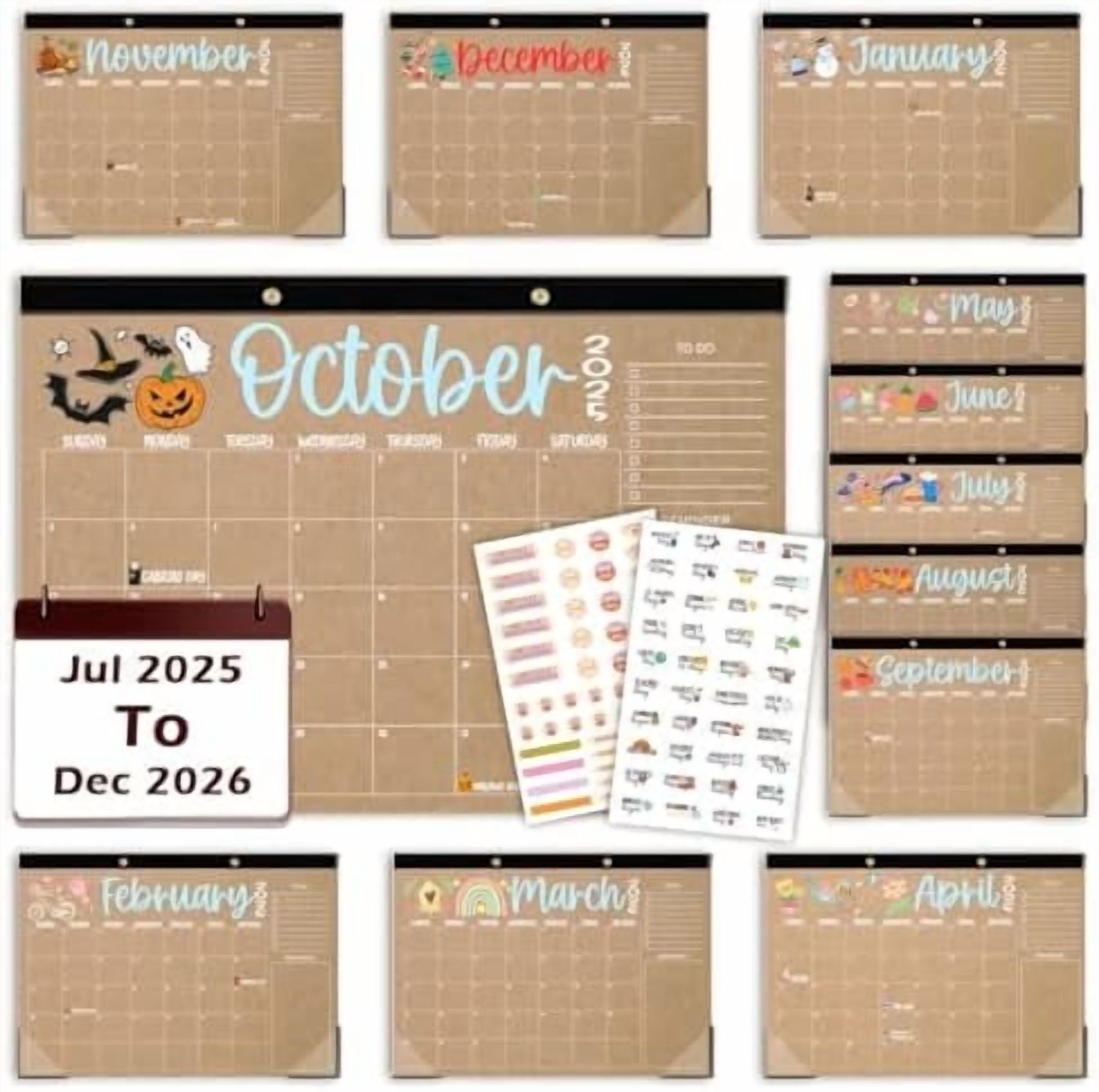 Large Doodle Teacher Desk Calendar 2025-2026 Teacher planner 18-Month ...
