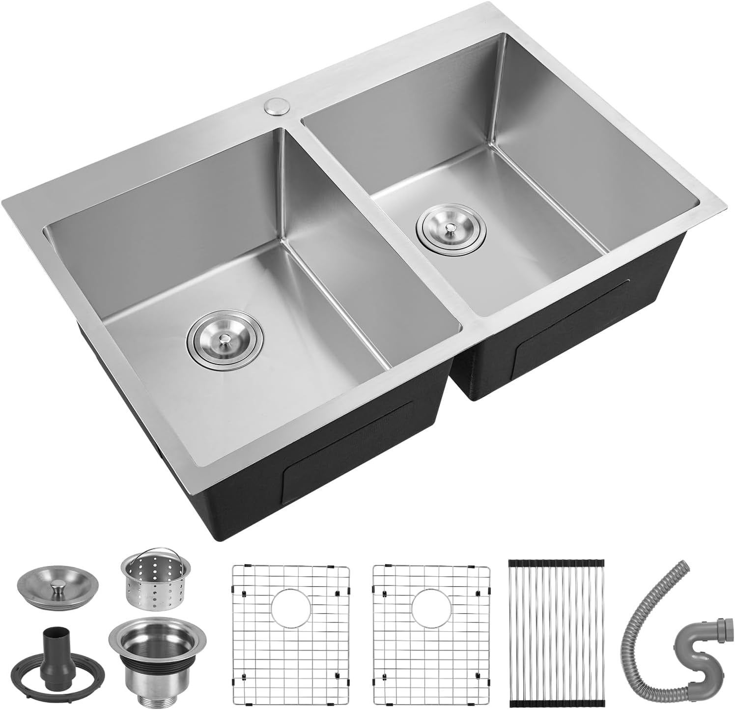 Large Double Bowls Drop in Kitchen Sink,33x22 Inch 16 Gauge Stainless ...