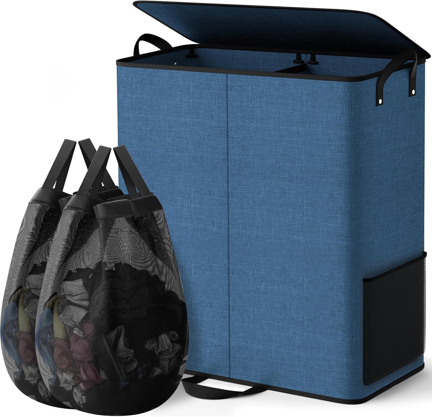 Large Double Laundry Hamper with Lid, Removable Bags & Reinforced ...