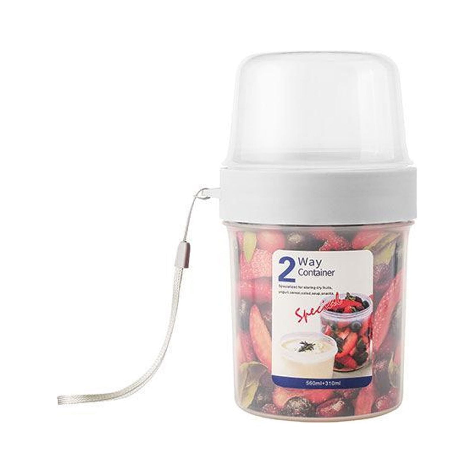Large Double Salad Container, Yogurt Cup Sealer, Storage Seal, Double Container with Lanyard ...