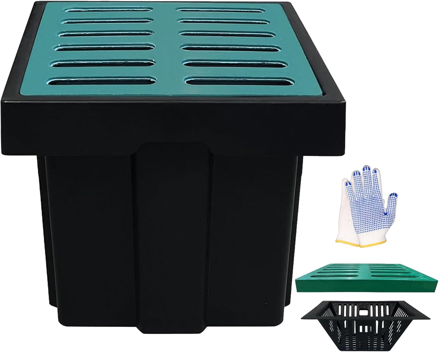 Large Drainage Catch Basin with Fiber Glass Grate and Debris Basket ...