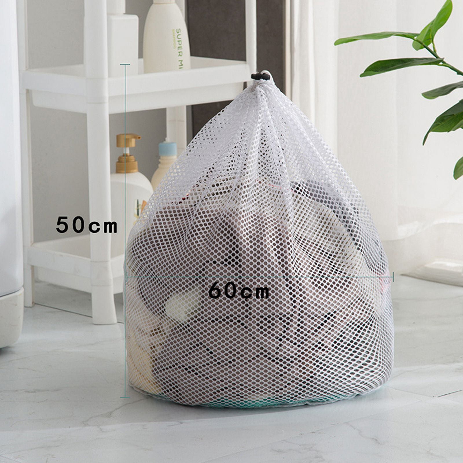 Large Drawstring Mesh Underwear Laundry Basket Washing Bags Organizer ...