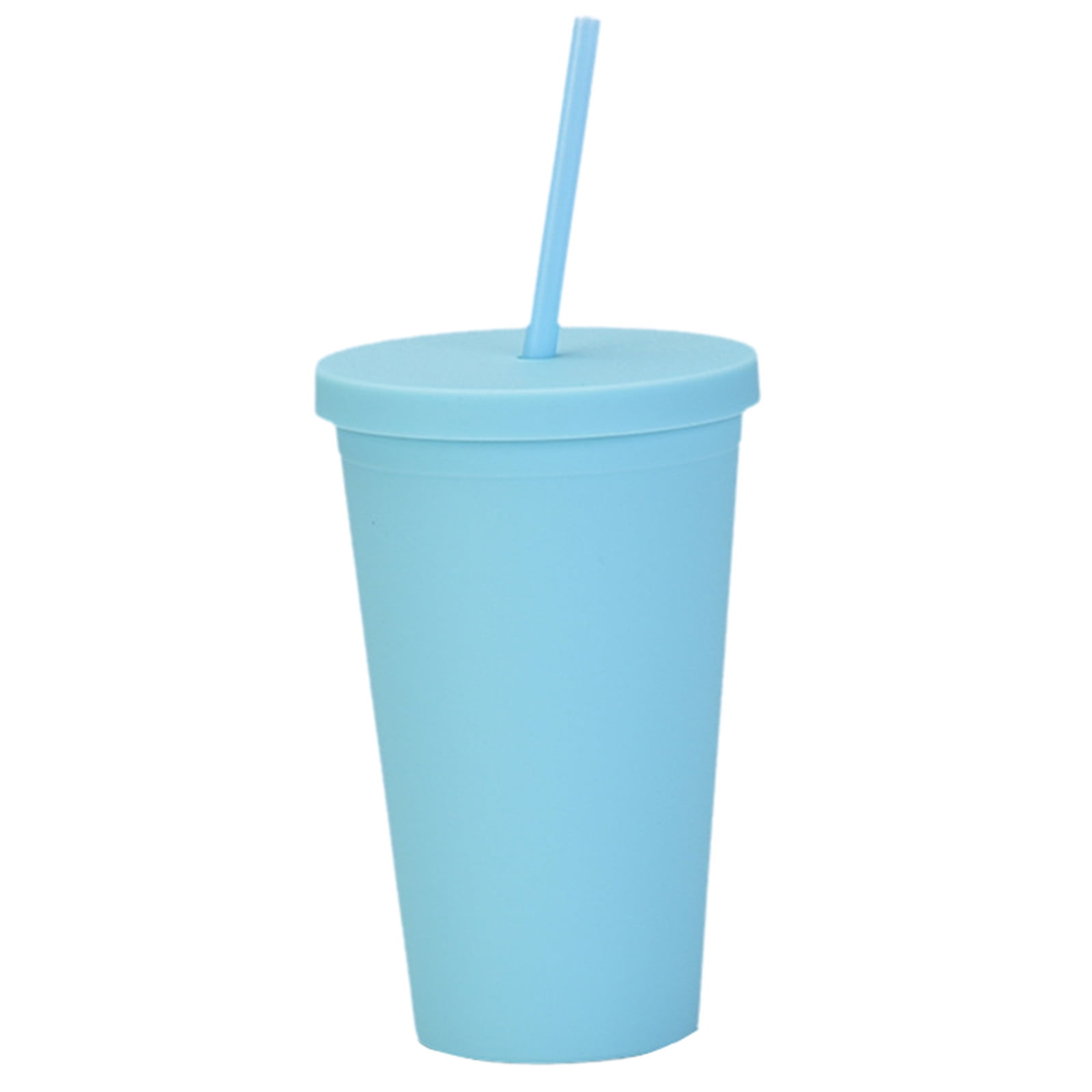 Large Drinking Glasses 64oz Double Plastic Straw Cup Candy Color Rubber ...
