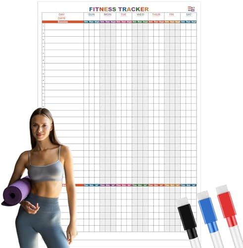 Large Dry Erase Fitness Calendar 24 x 36 Inch Erasable Exercise ...