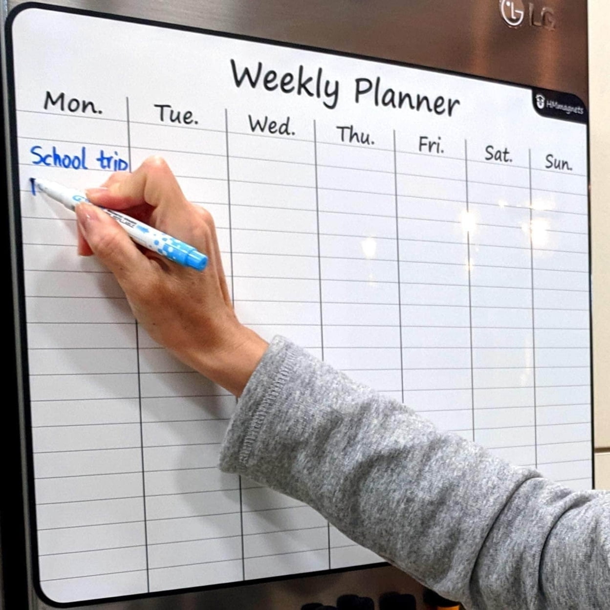 Large Dry-Erase Magnetic Weekly Calendar + Free Bonus: 3 Grocery/to-Do ...