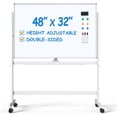 Large Dry-Erase Rolling Whiteboard - 48 x 32 White Board Height Adjust ...