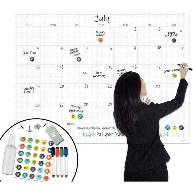 "Large Reusable Dry Erase Wall Calendar - 36""x48"" Premium Giant ...
