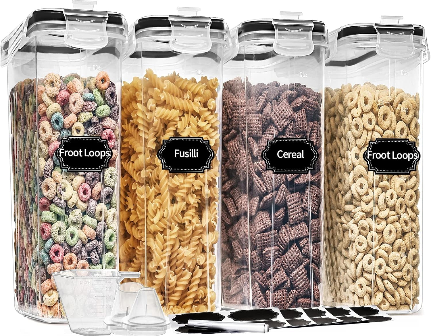 Large Dry Food Storage Containers with Lids, 6PCS Airtight Cereal ...