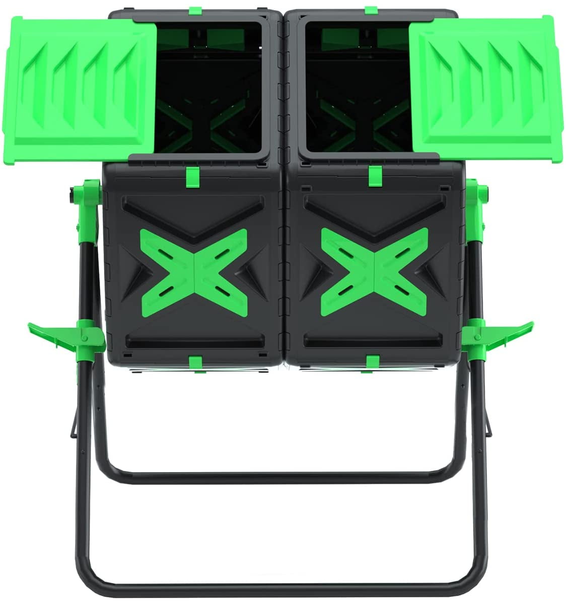 Large Dual Chamber Compost Bin Tumbler Outdoor Garden- Easy Rotating ...