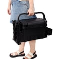 Large Dual-Layer Fishing Tackle Box Organizer With 2 Rod Holders And ...