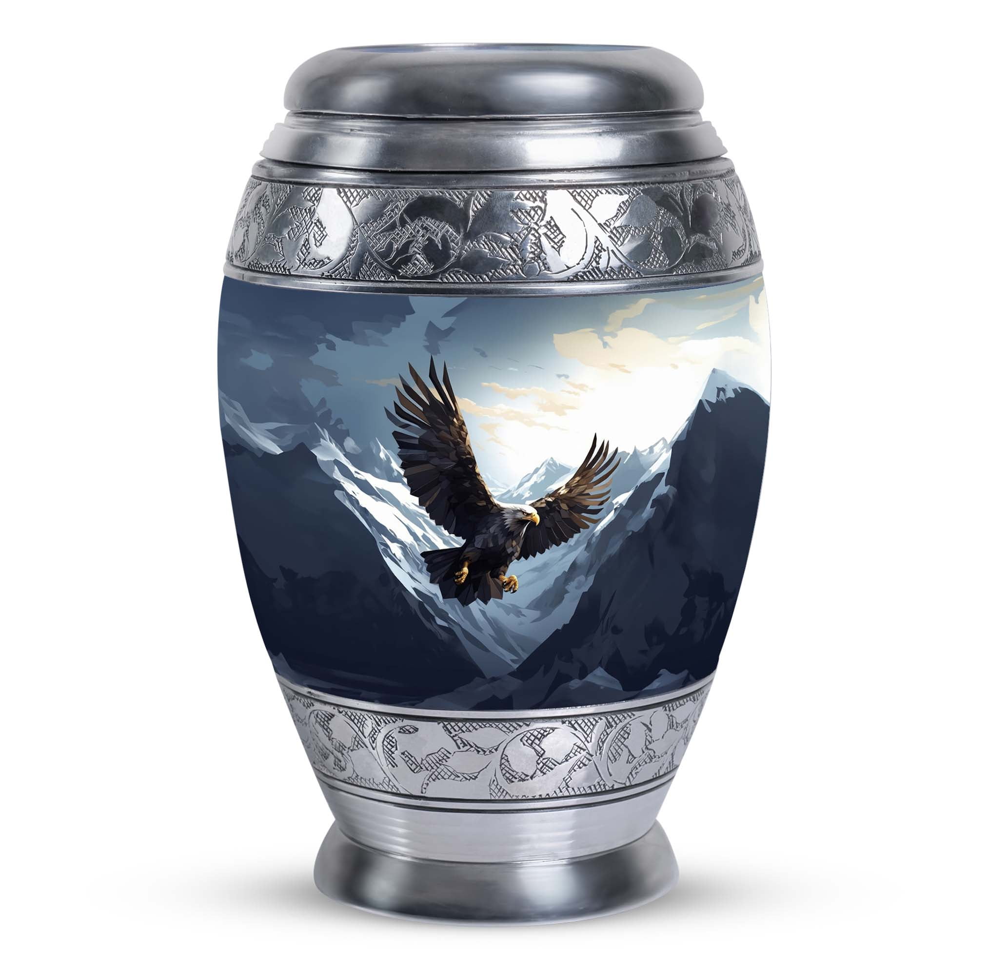 Large Eagle Flying In Snow Mountains Urn For Human Ashes - Urns For ...