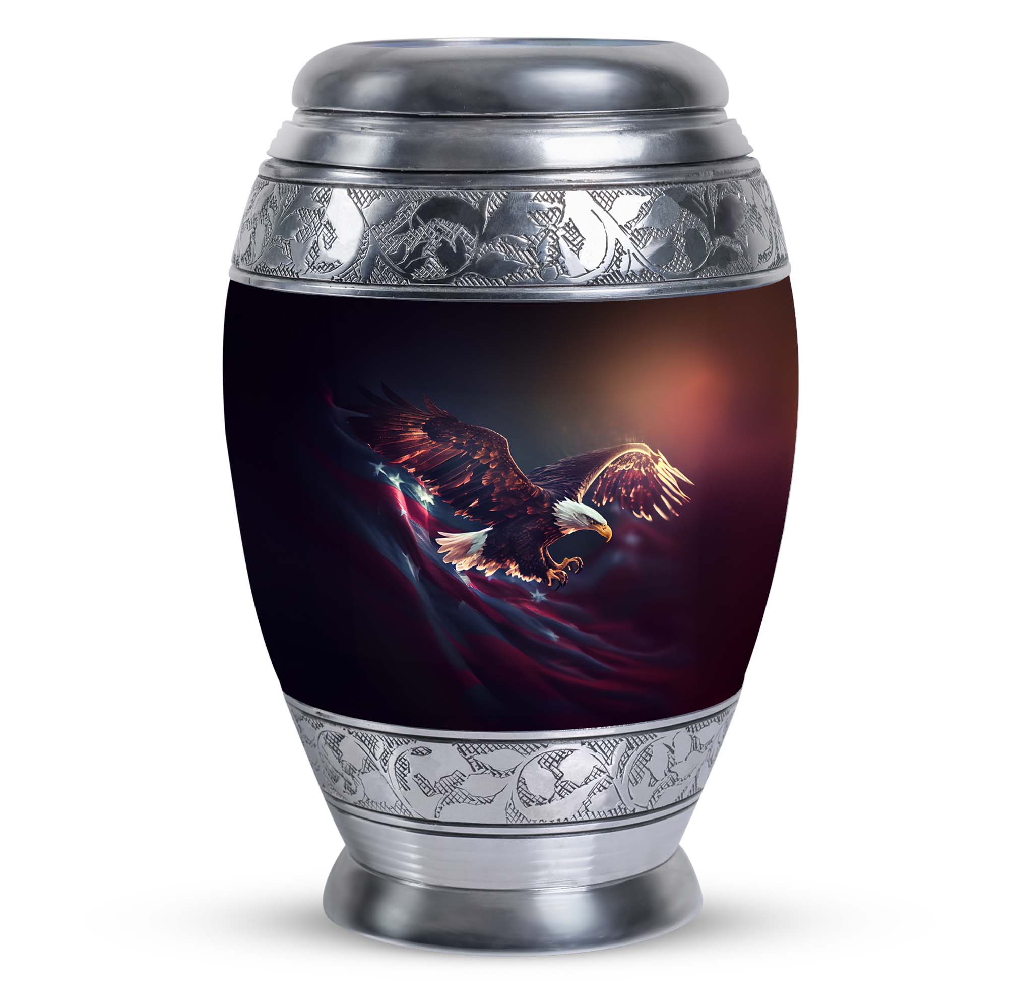 Large Eagle Flying With Soaring American Flag Urn For Human Adult ...