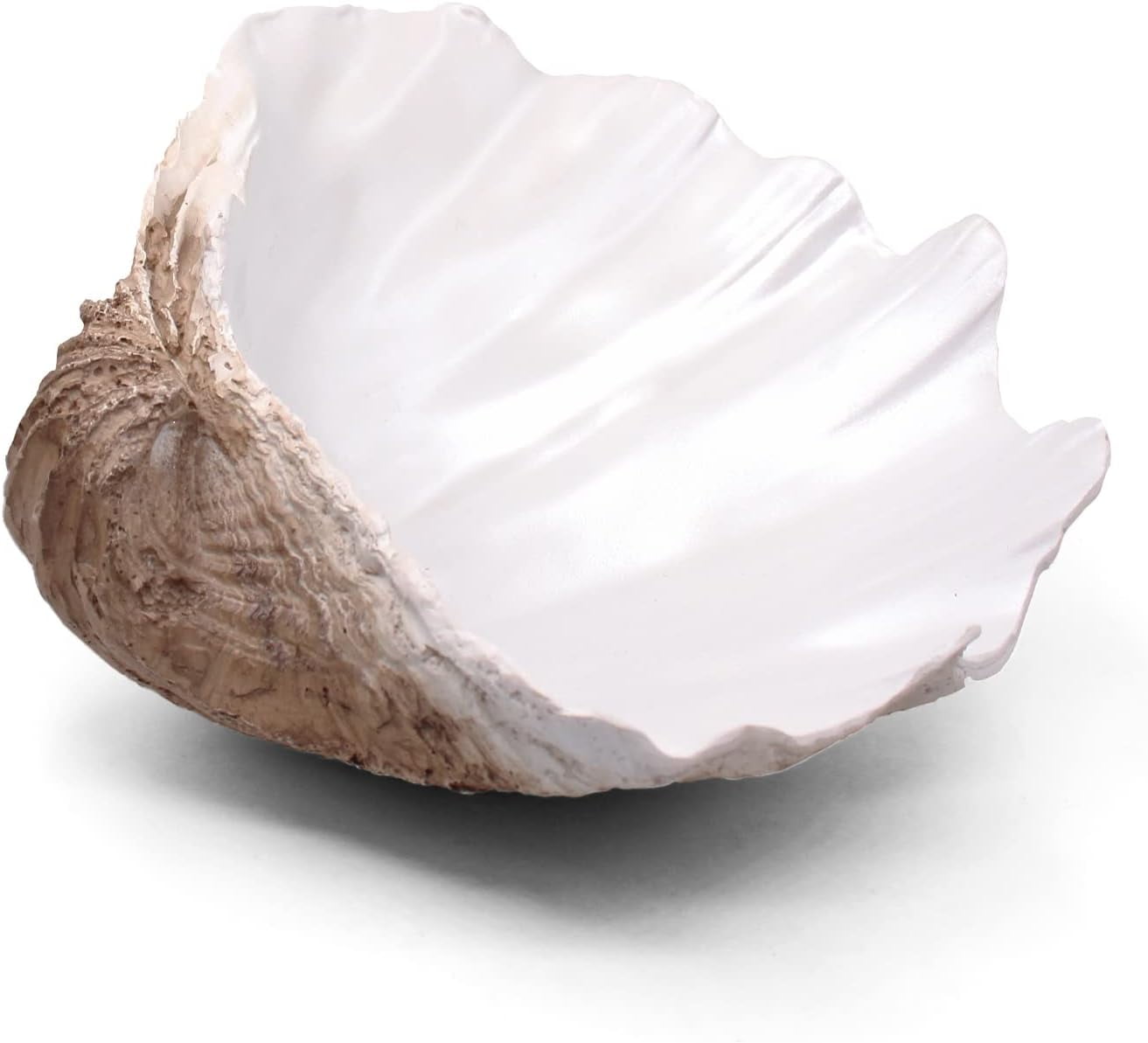 Large EarthTan-White Sea Shells Decorative Bowl - Resin Clam Shell Bowl ...