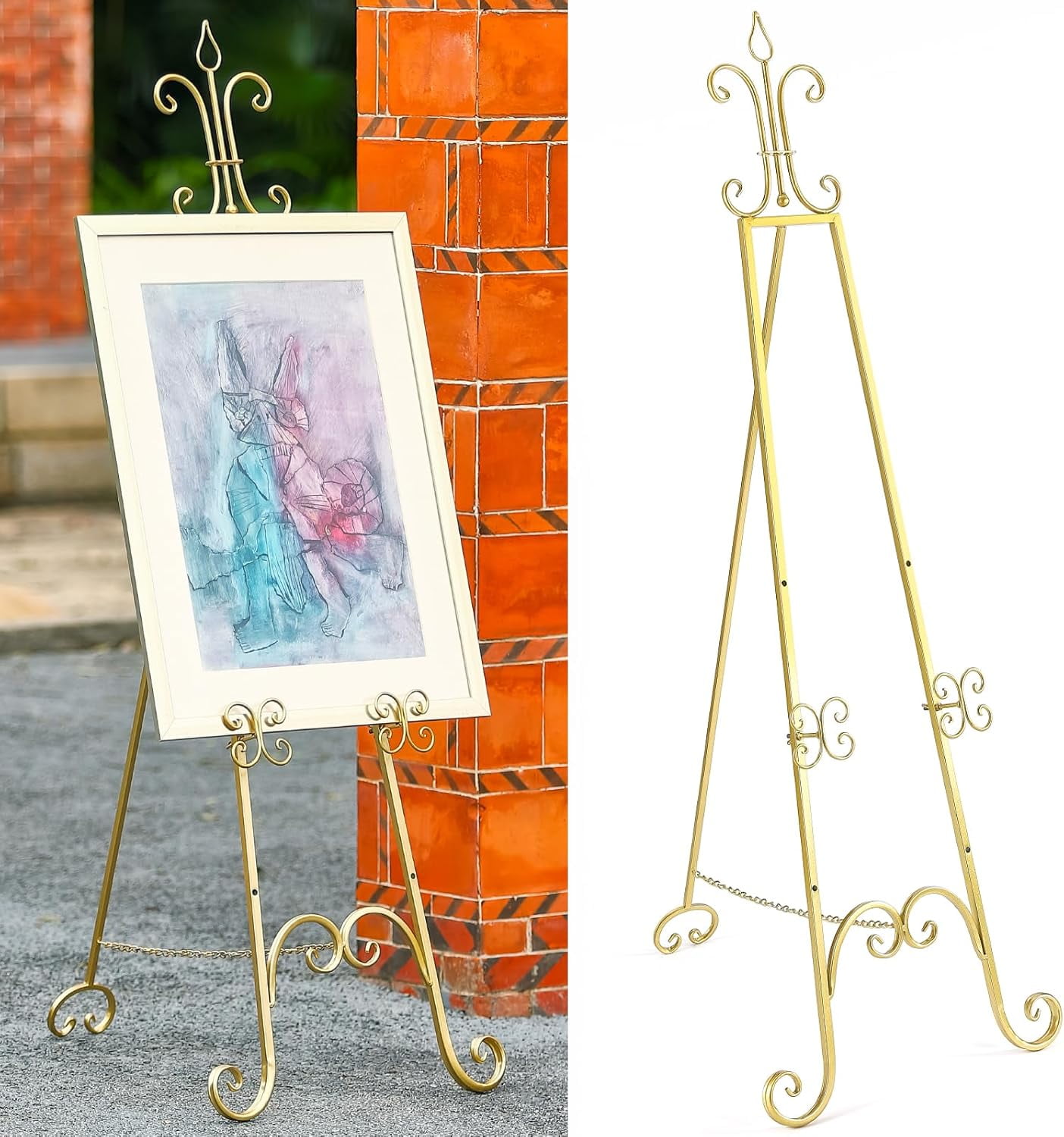 Large Easel Stand for Display, Adjustable Heigh Metal Gold Easel Stand ...
