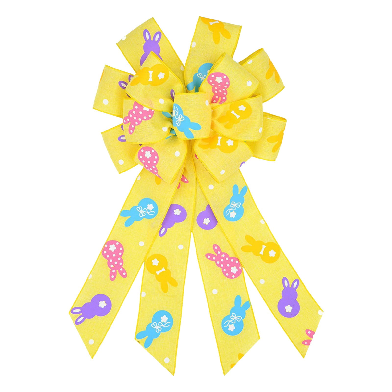 Large Easter Bows For Wreath Burlap Ribbon Bow Easter Rabbits Wreath ...