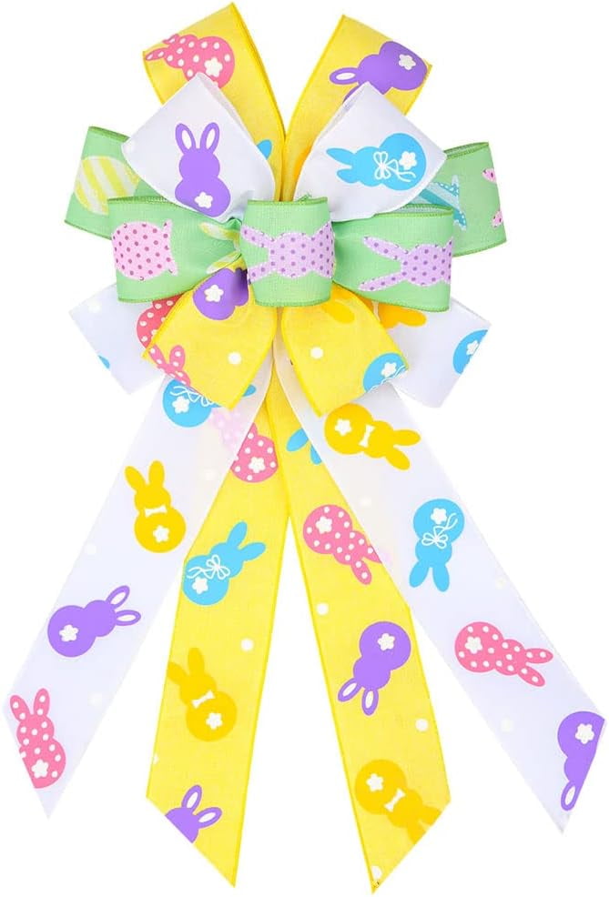 Large Easter Wreath Bows for Front Door Decorations, Flaxen Burlap Bows ...