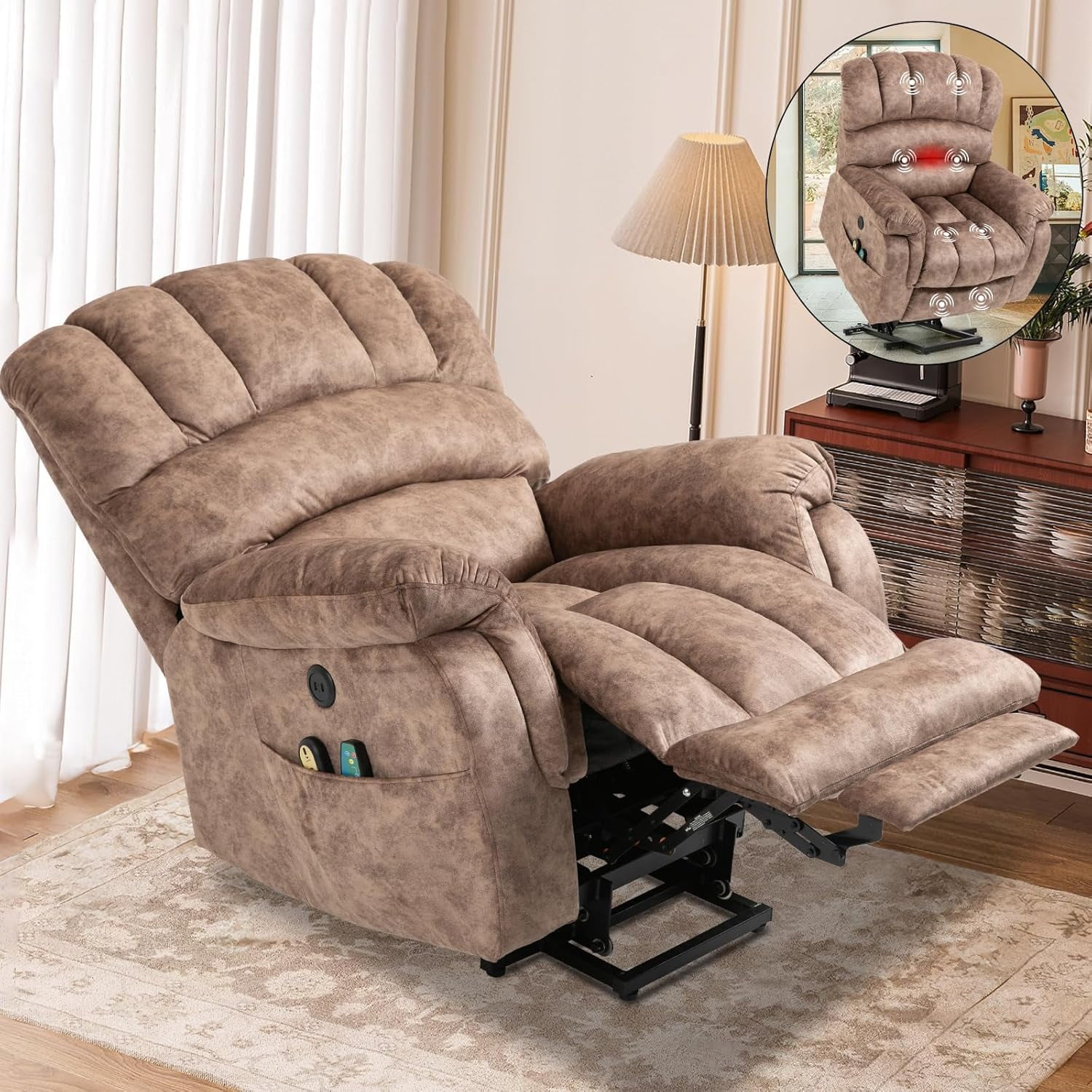 Large Electric Power Lift Chairs Recliners for Elderly Big Man with ...