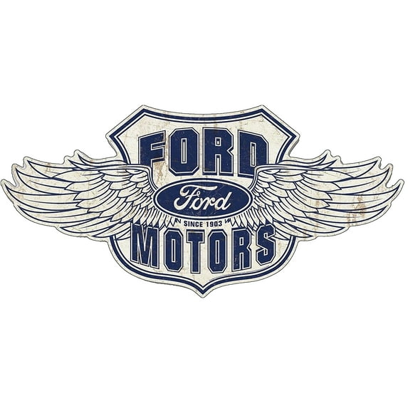 Large Embossed Aluminum Die Cut Ford Winged Logo Sign - Walmart.com