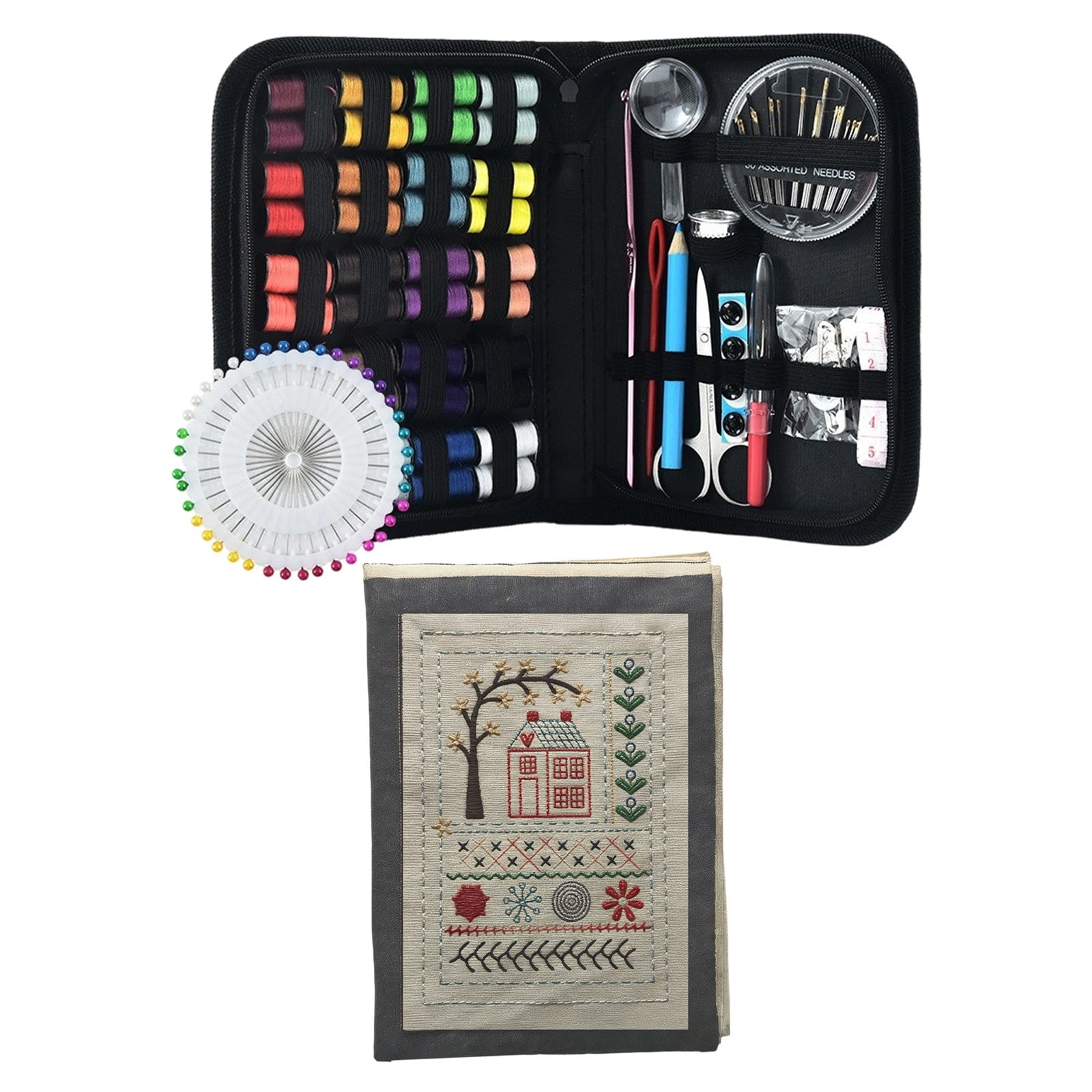 Large Embroidery Kit with Tools, Cloth Sewing Tutorial Book for Craft ...