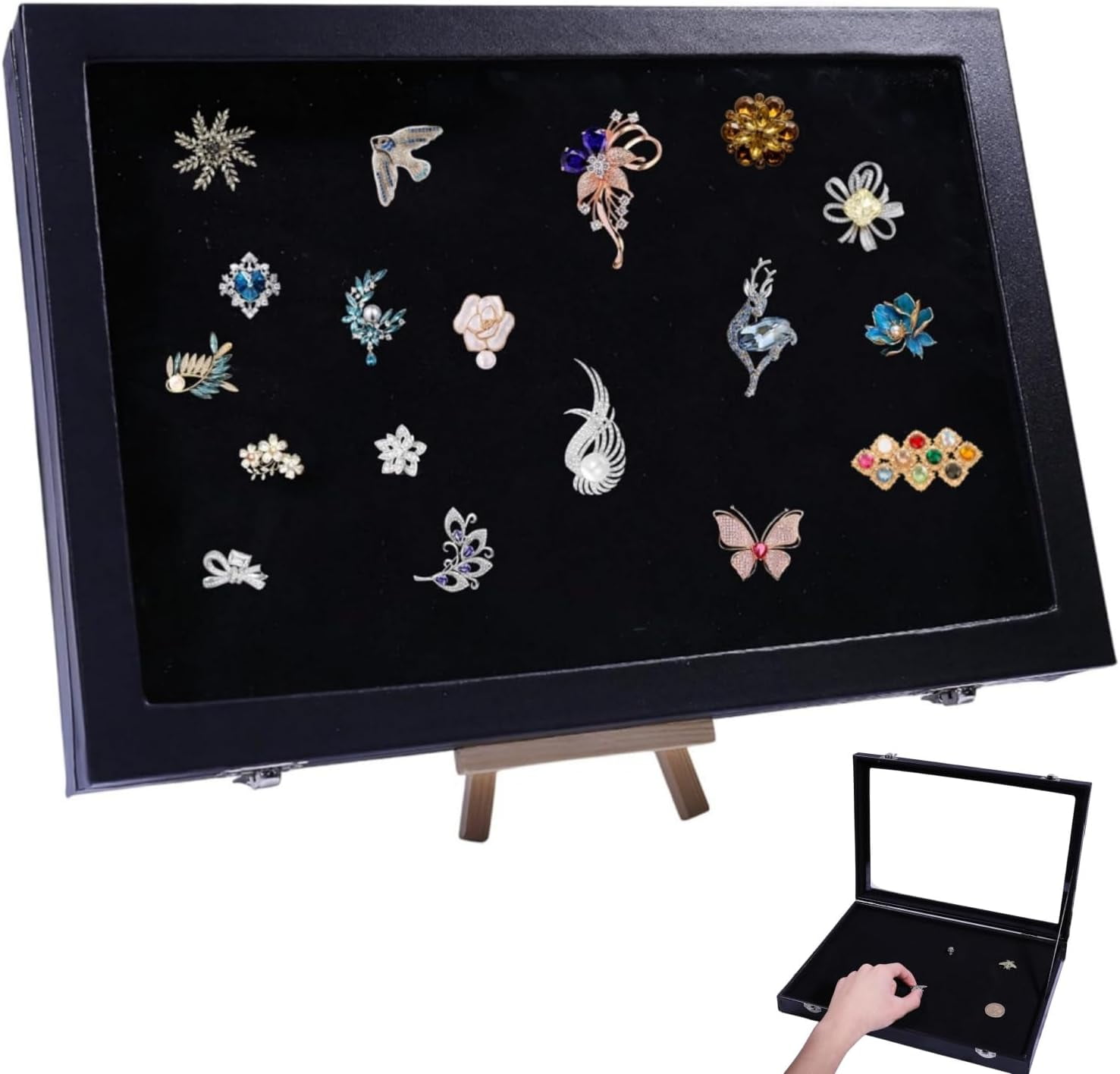 Large Enamel Pin Display Frame 14"x9.5" Pin Collection Shadow Box and ...
