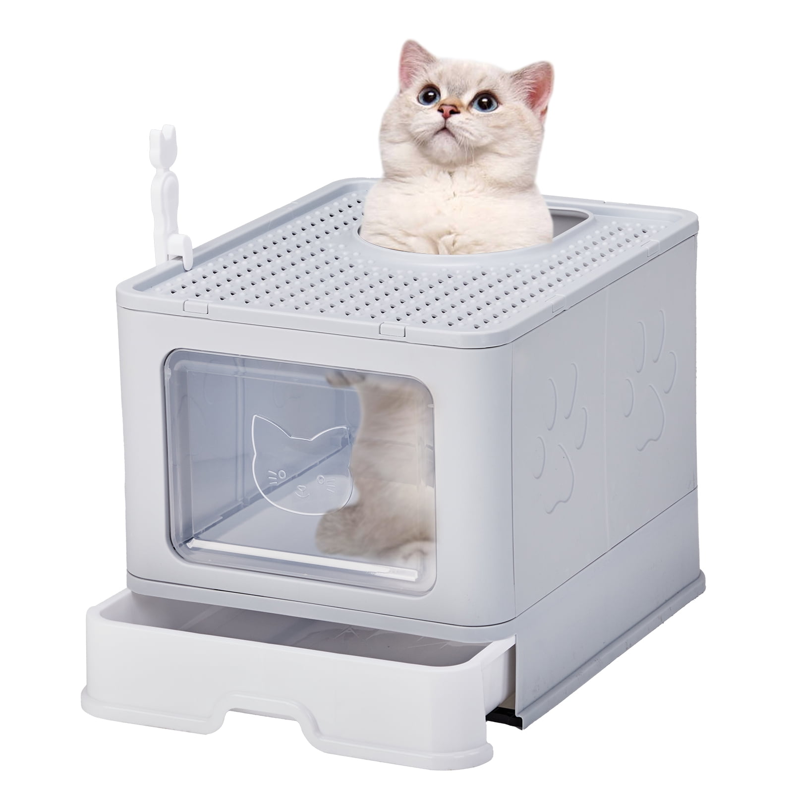Large Enclosed Cat Litter Box with Lid Cover, Detachable Cat Toilet ...