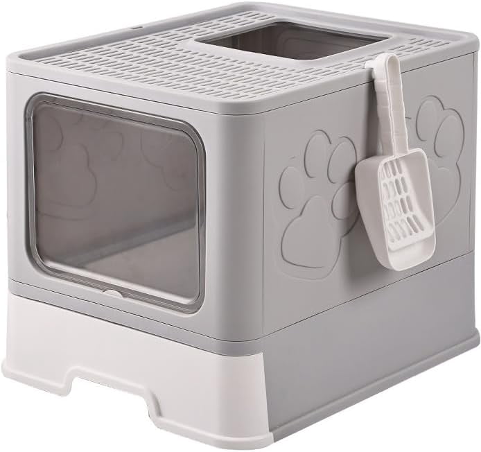 Large Enclosed Cat Litter Tray,Foldable Cats Litter Box with Drawer ...