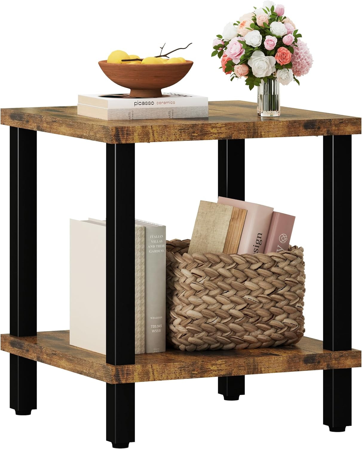Large End Table Square Side Table Modern Sofa Table 20 Inch Industrial ...