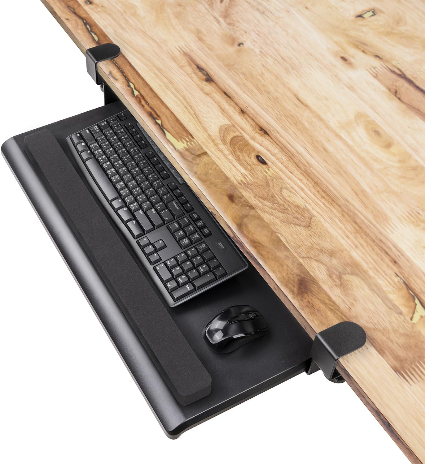 Large Ergonomic C-Clamp Keyboard Tray Mount Under Desk with Wrist Rest ...