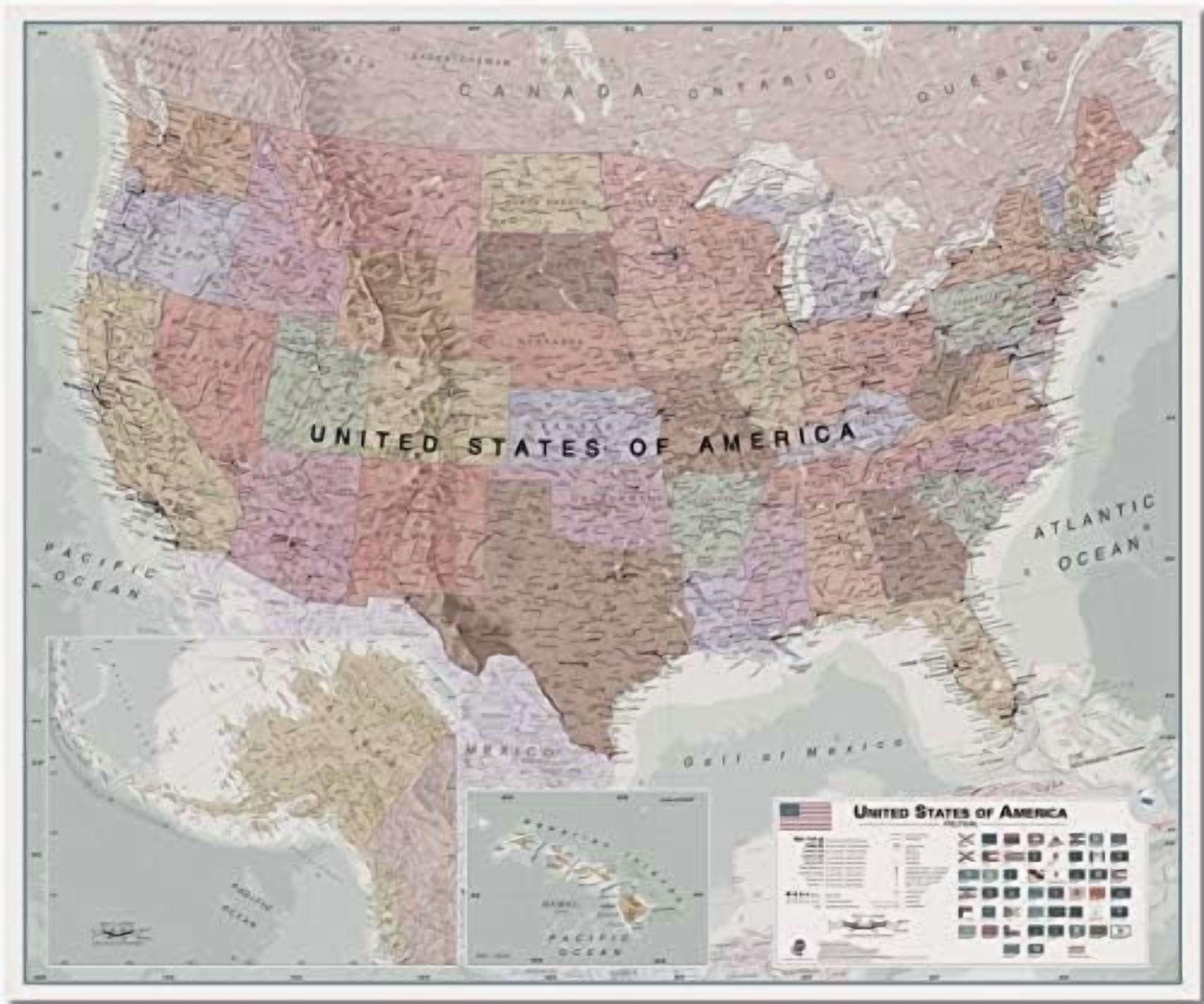 Large Executive USA Wall Map - Pinboard - 47 x 39 - Walmart.com