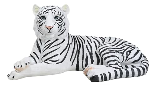Large Exotic White Siberian Ghost Tiger at Rest 15.5" Long Statue ...