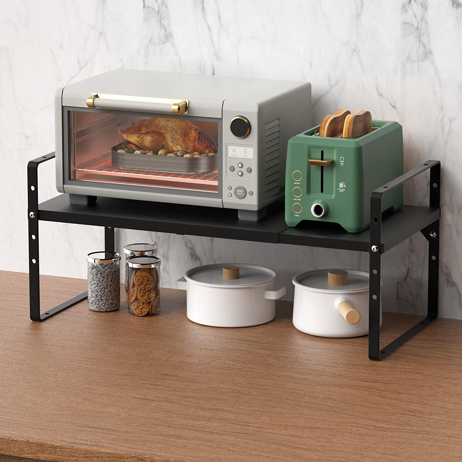 Large Expandable Cabinet Shelf Organizers Stackable Kitchen Counter ...