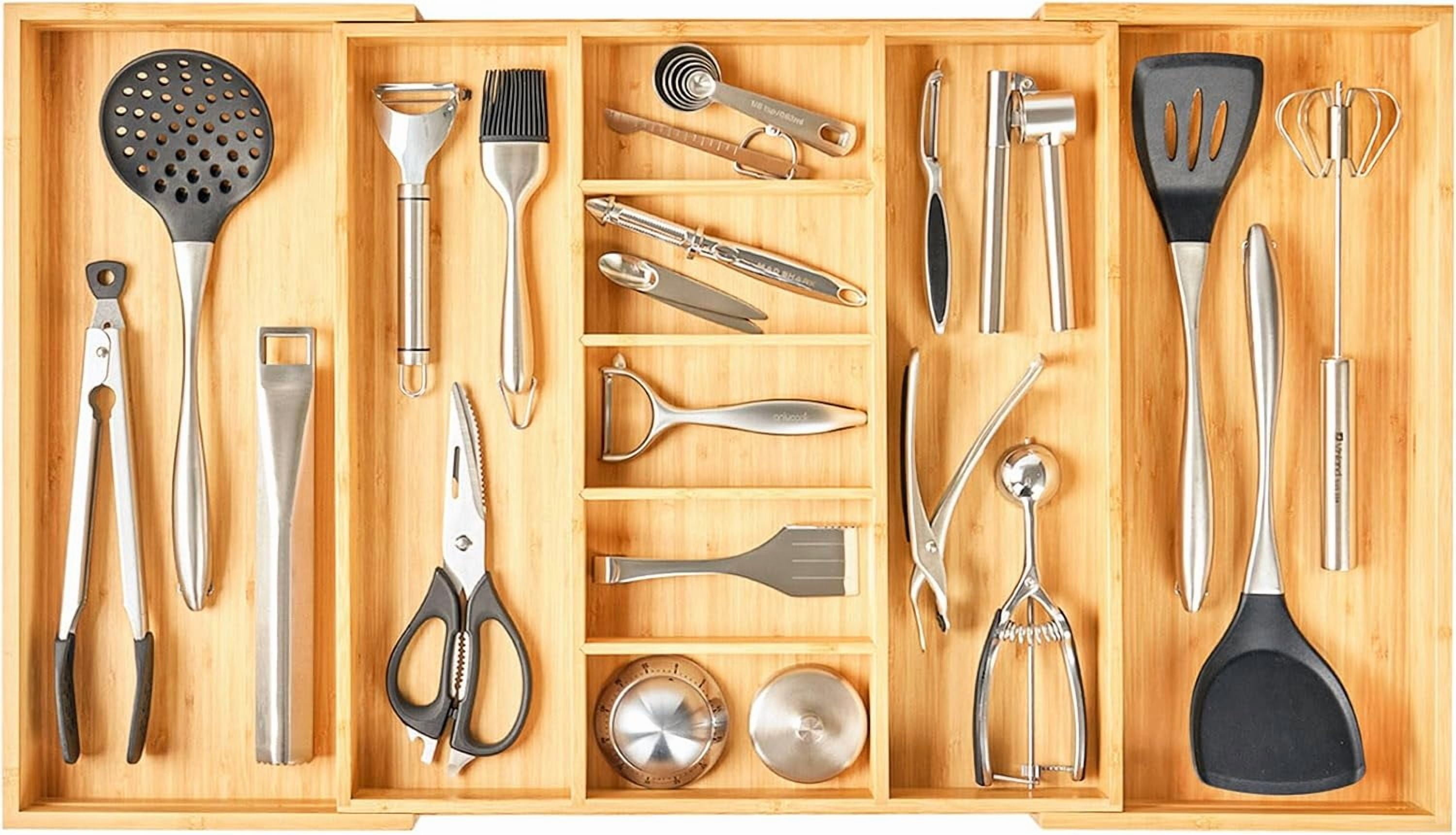 Large Expandable Kitchen Silverware Utensils Drawer Organizer, 2.5 ...