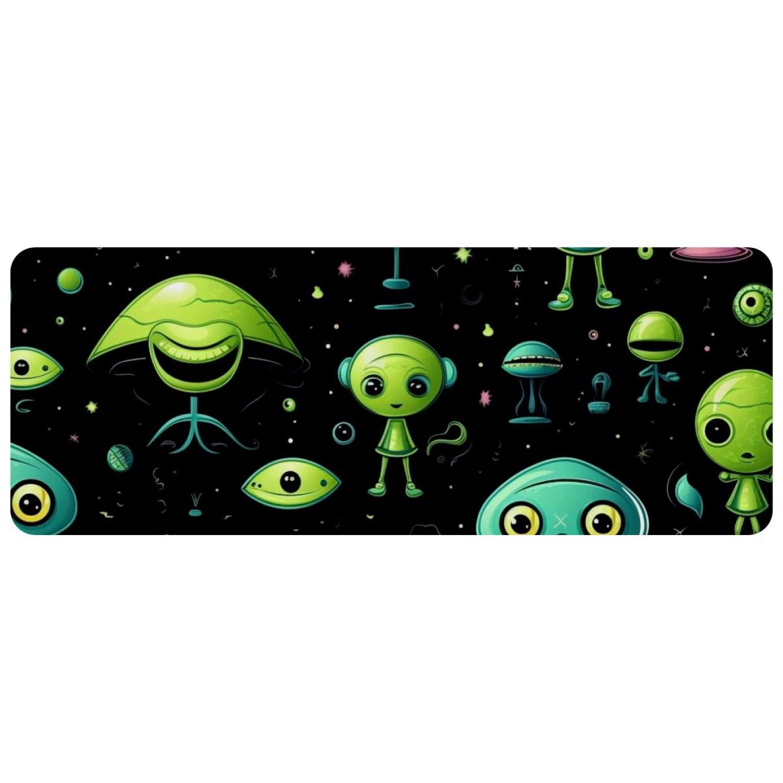Large Extended Cartoon Alien Gaming Mouse Pad, XL Desk Mat Keyboard Mat ...