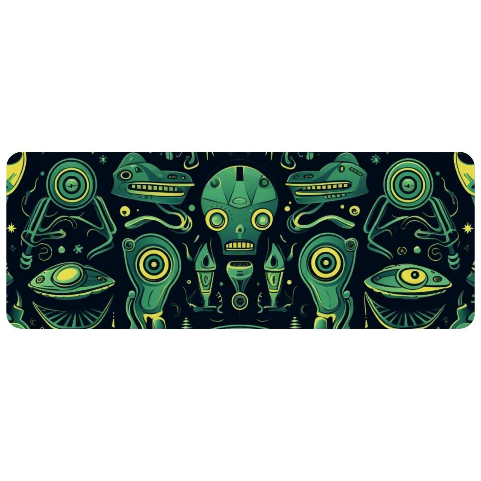 Large Extended Cartoon Alien Green Gaming Mouse Pad, XL Desk Mat ...