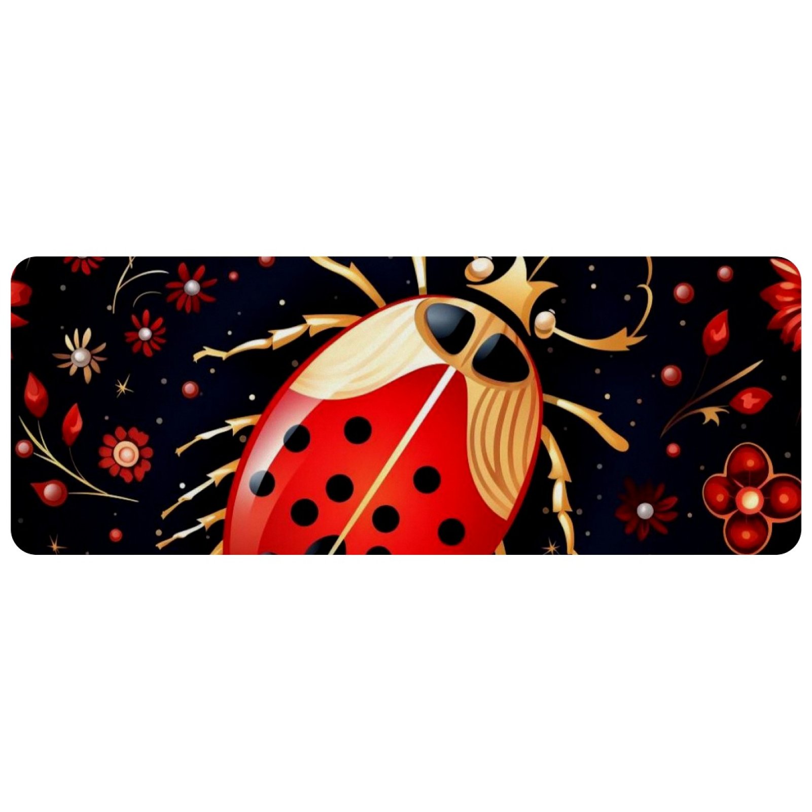 Large Extended Cartoon Ladybug Flower Gaming Mouse Pad, XL Desk Mat ...